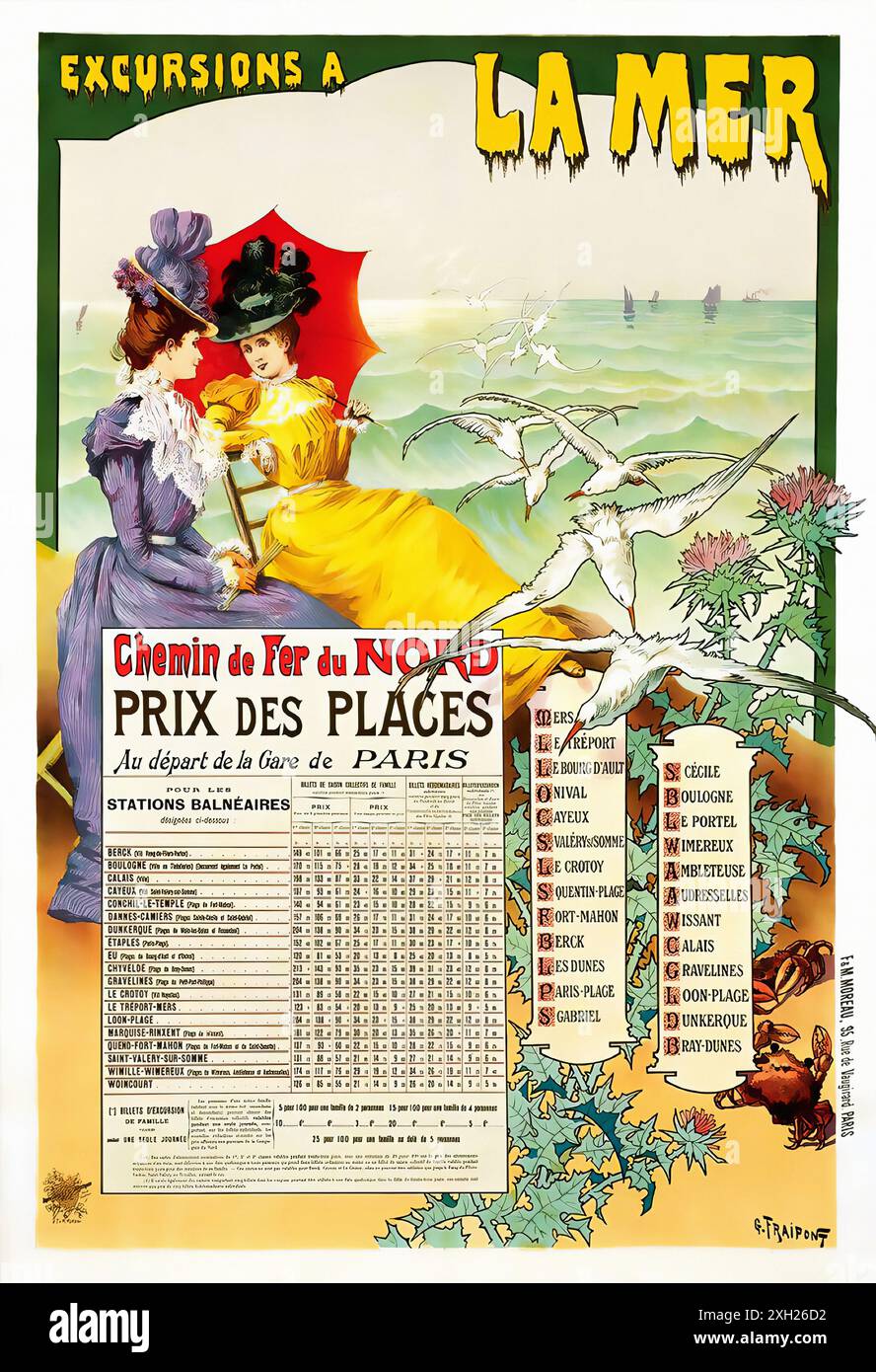 Vintage Travel Poster - FRAIPONT Gustave - Excursions à La Mer, Chemin ...