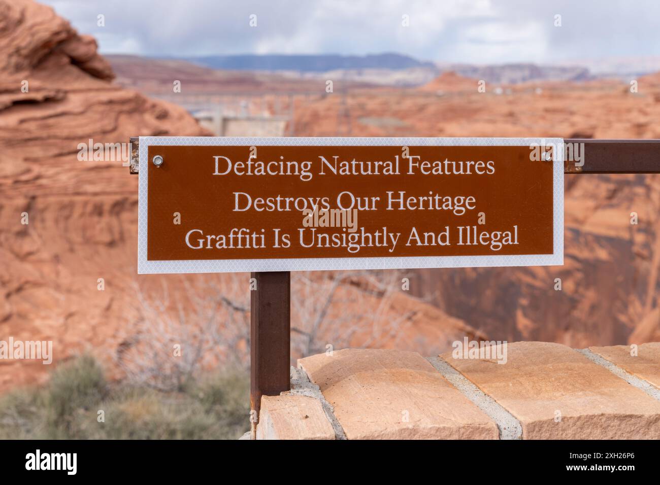 Sign at the Glen Canyon Dam overlook - Defacing Natural Features ...