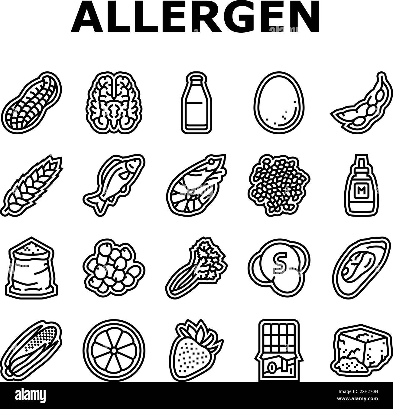 allergen product food free icons set vector Stock Vector Image & Art ...