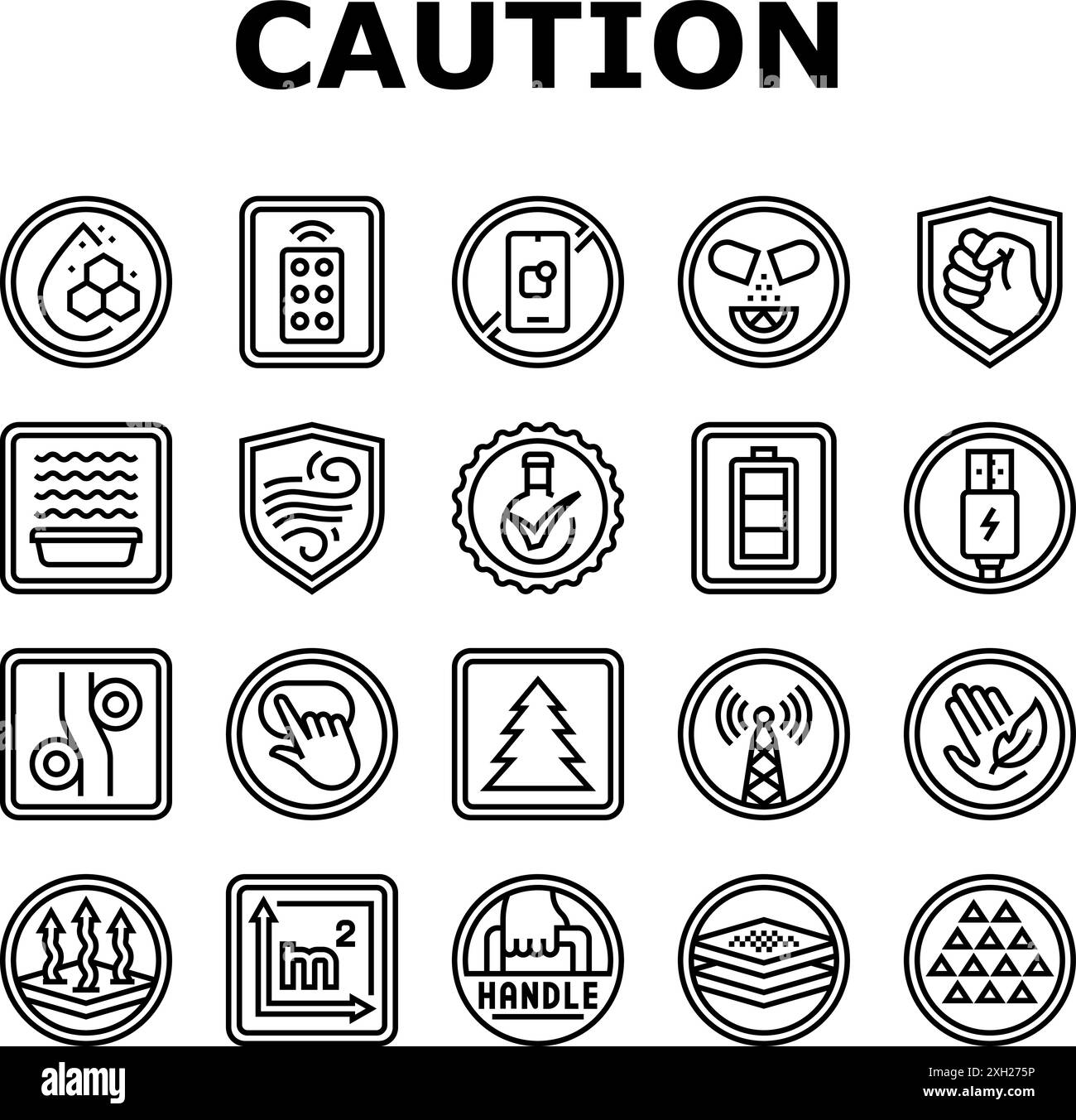 product caution label warning icons set vector Stock Vector Image & Art ...