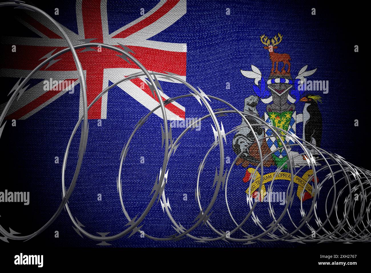 National flag of South Georgia and South Sandwich Islands and barbed ...