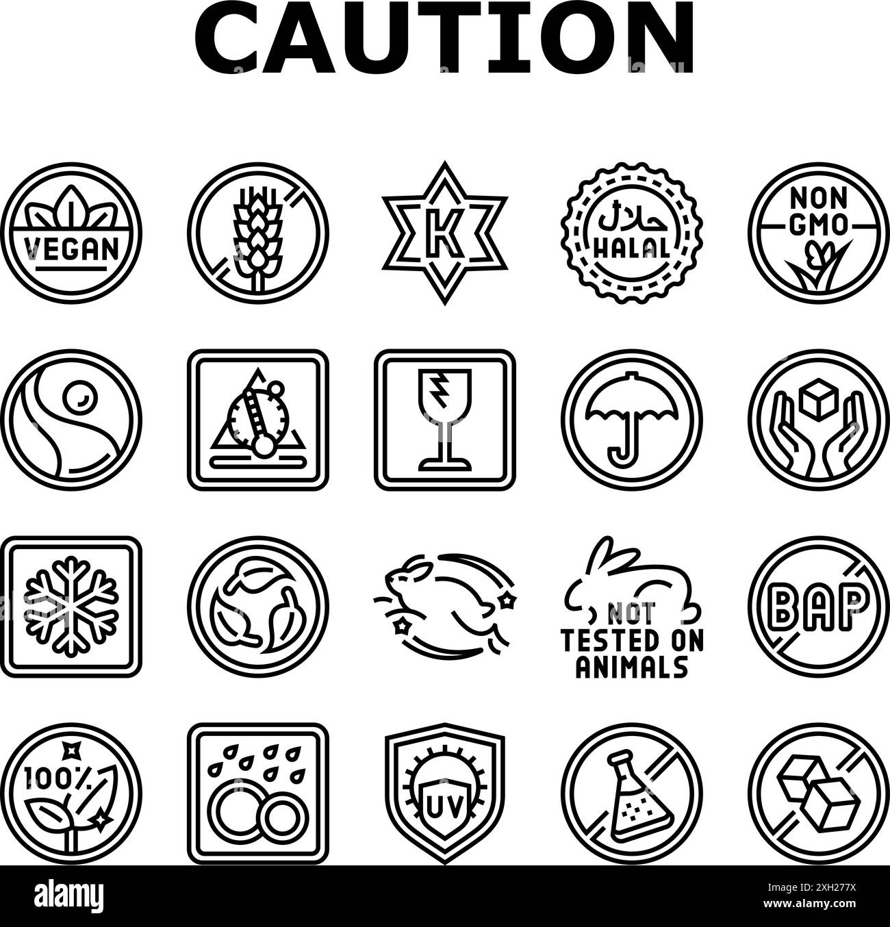 product caution label warning icons set vector Stock Vector Image & Art ...