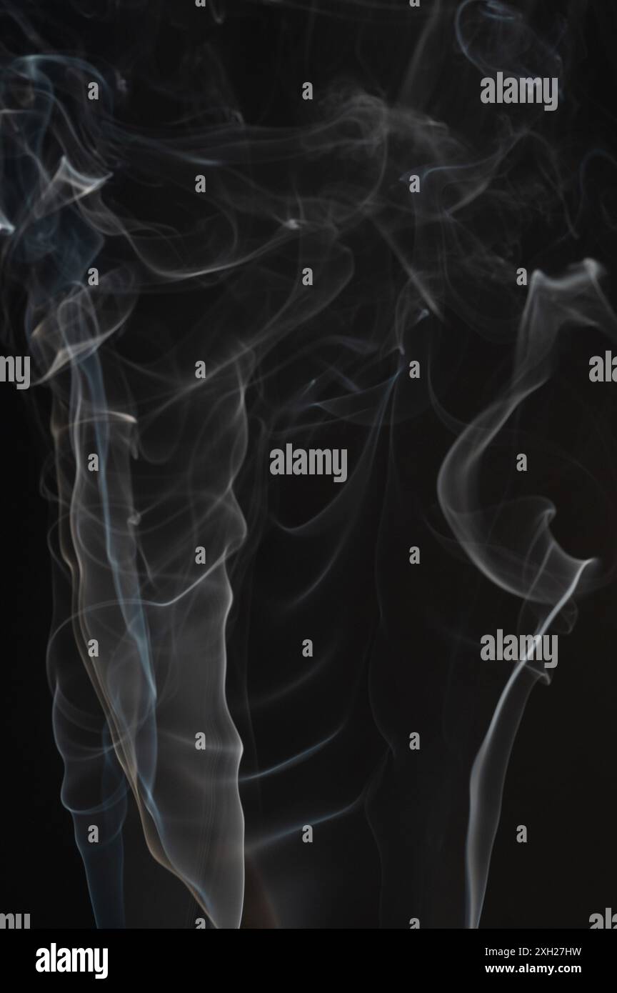 Real silky white smoke effect isolated on black studio background Stock ...