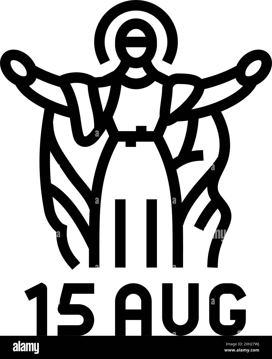 assumption of mary feast catholic holiday line icon vector illustration ...