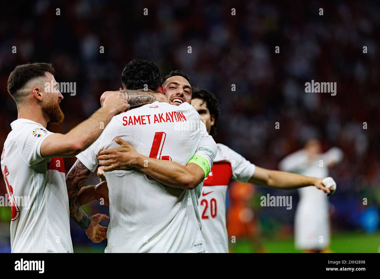 Samet Akaydin seen celebrating with team after scoring goal during UEFA ...