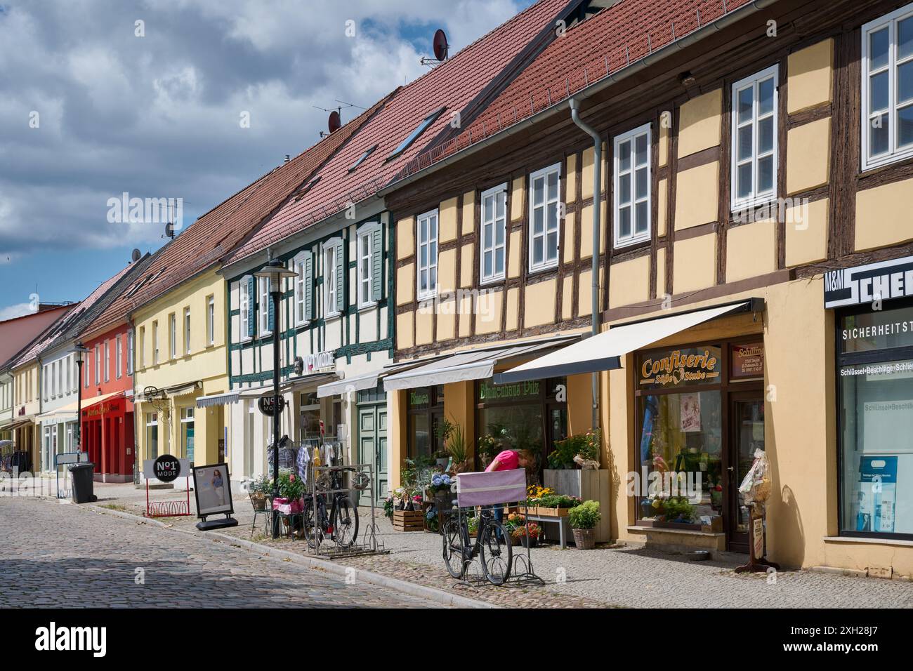 typical historic half-timbered houses in Templin, Uckermark ...
