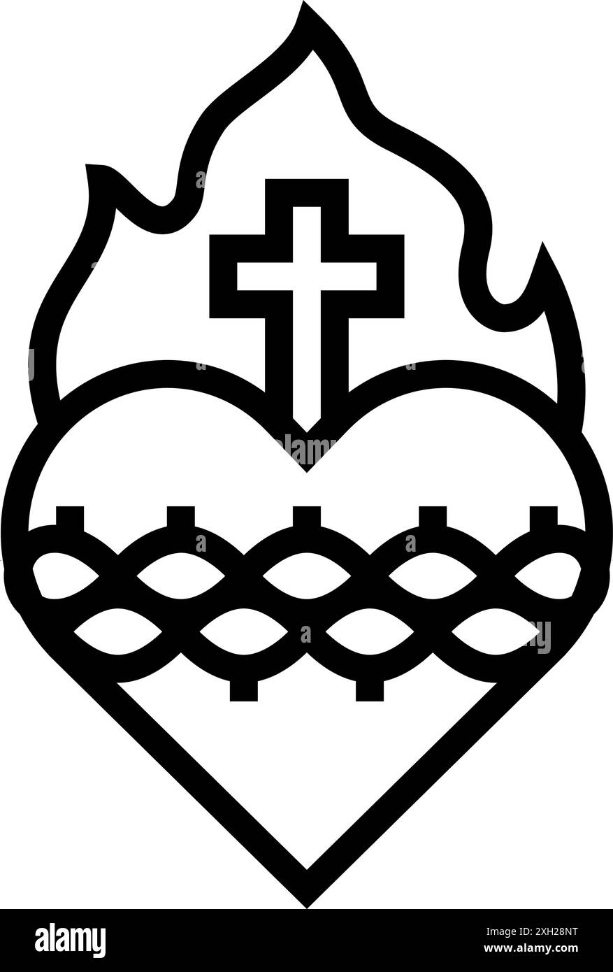 sacred heart of jesus feast catholic holiday line icon vector ...