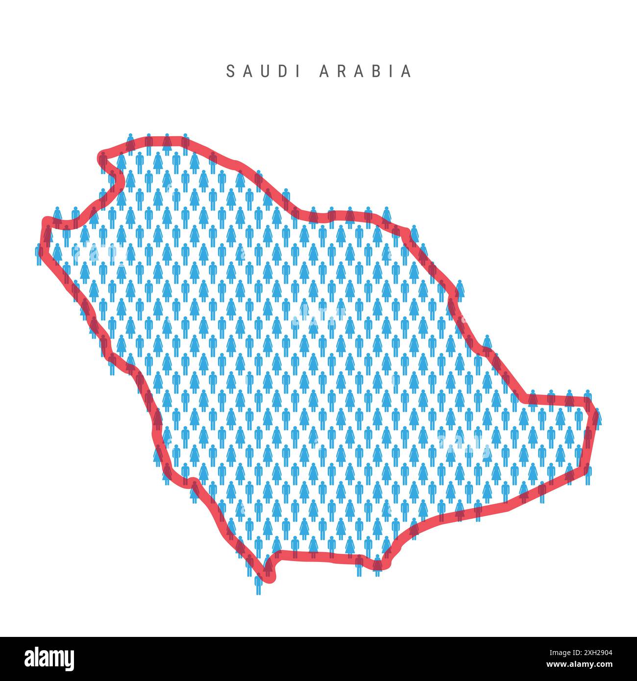 Saudi Arabia population map. Stick figures Saudi Arabian people map ...