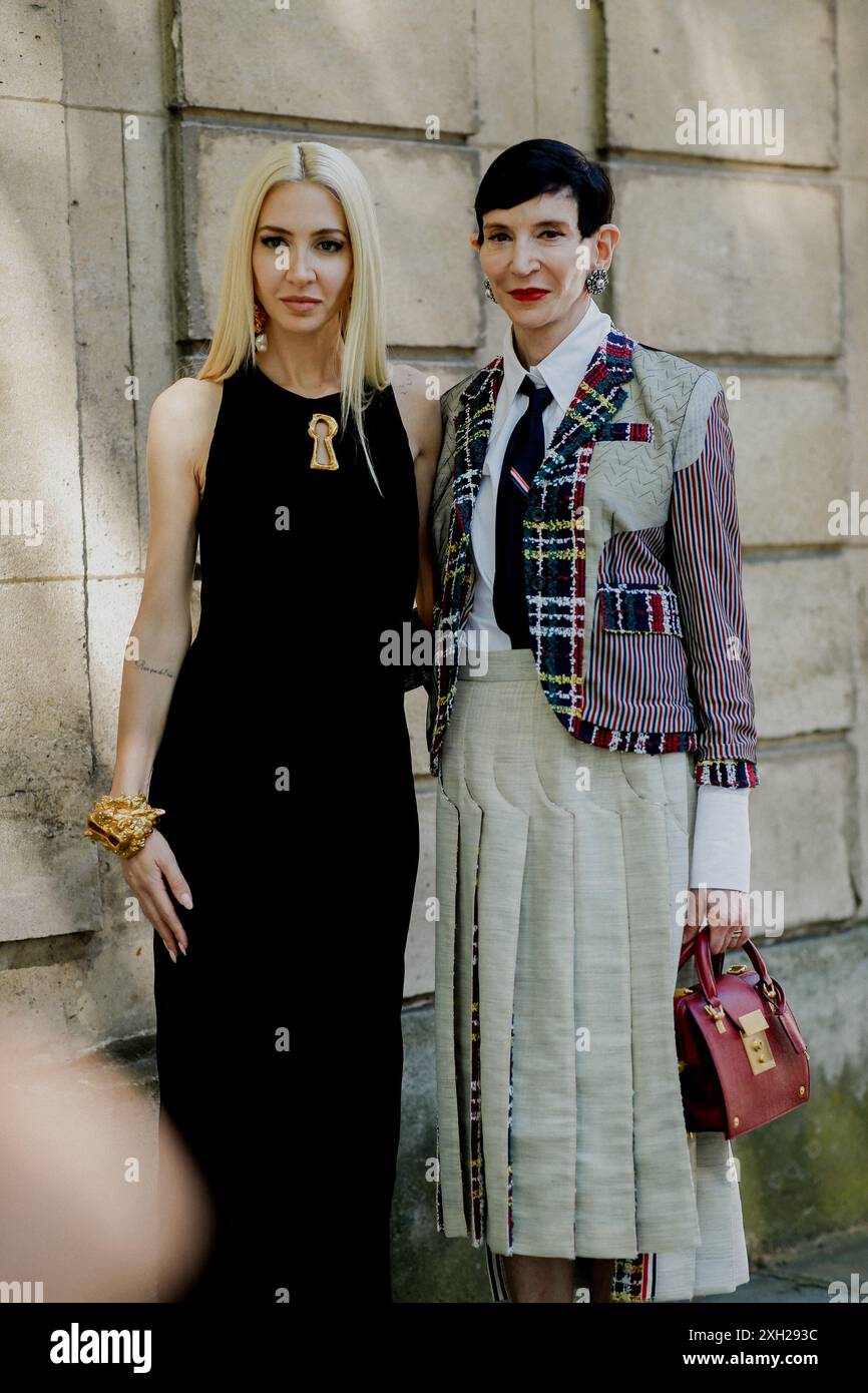 Paris, France. 24th June, 2024. Street style, Sabine Getty and Amy Fine ...