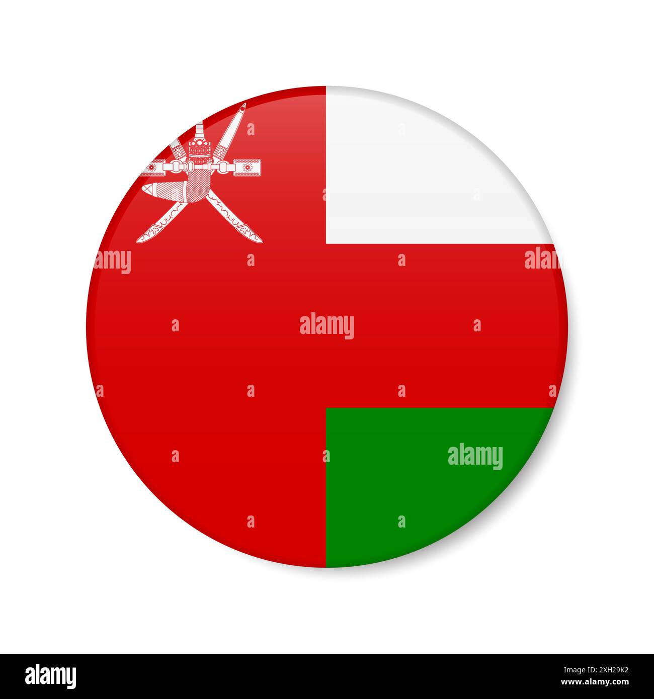Oman circle button icon. Omani round badge flag with shadow. 3D ...