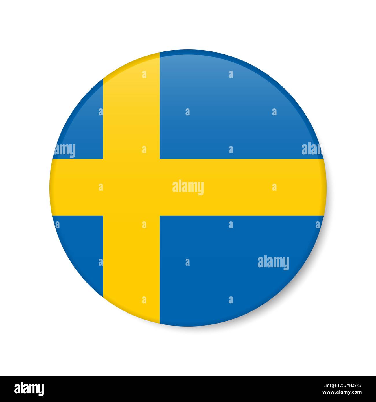 Sweden circle button icon. Swedish round badge flag with shadow. 3D ...