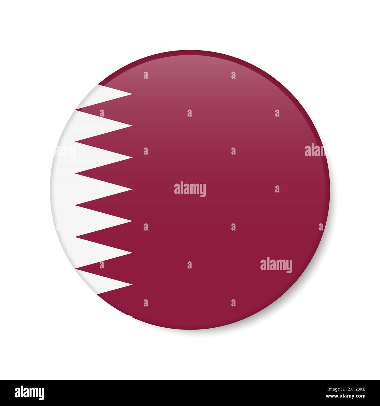 Qatar circle button icon. Qatari round badge flag with shadow. 3D ...