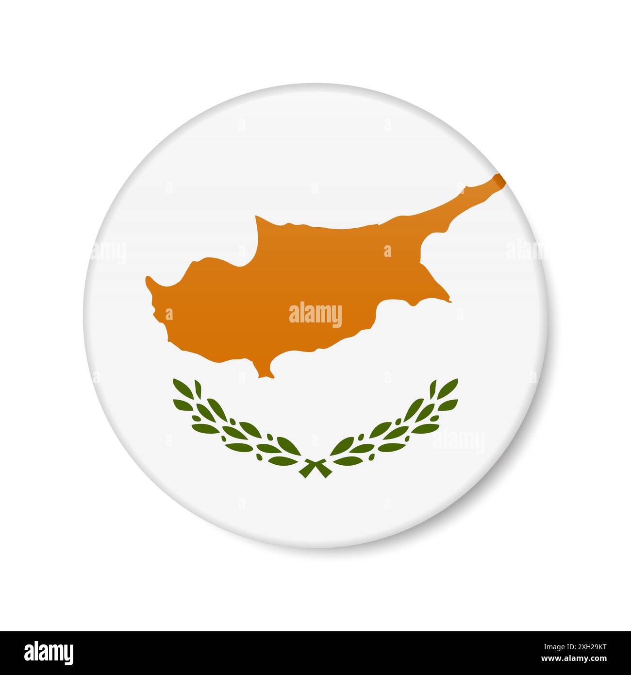 Cyprus circle button icon. Cypriot round badge flag with shadow. 3D ...