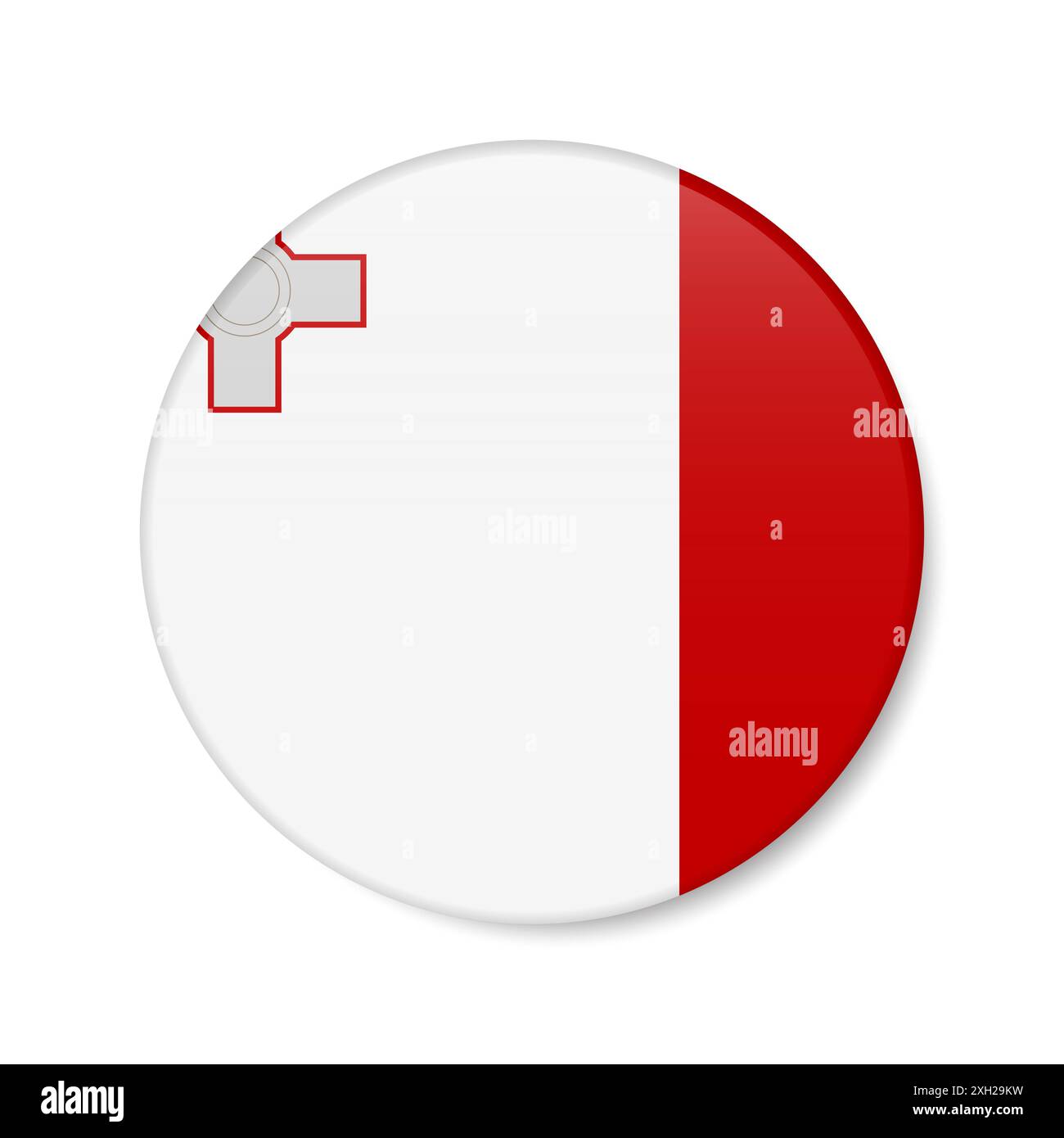 Malta circle button icon. Maltese round badge flag with shadow. 3D ...