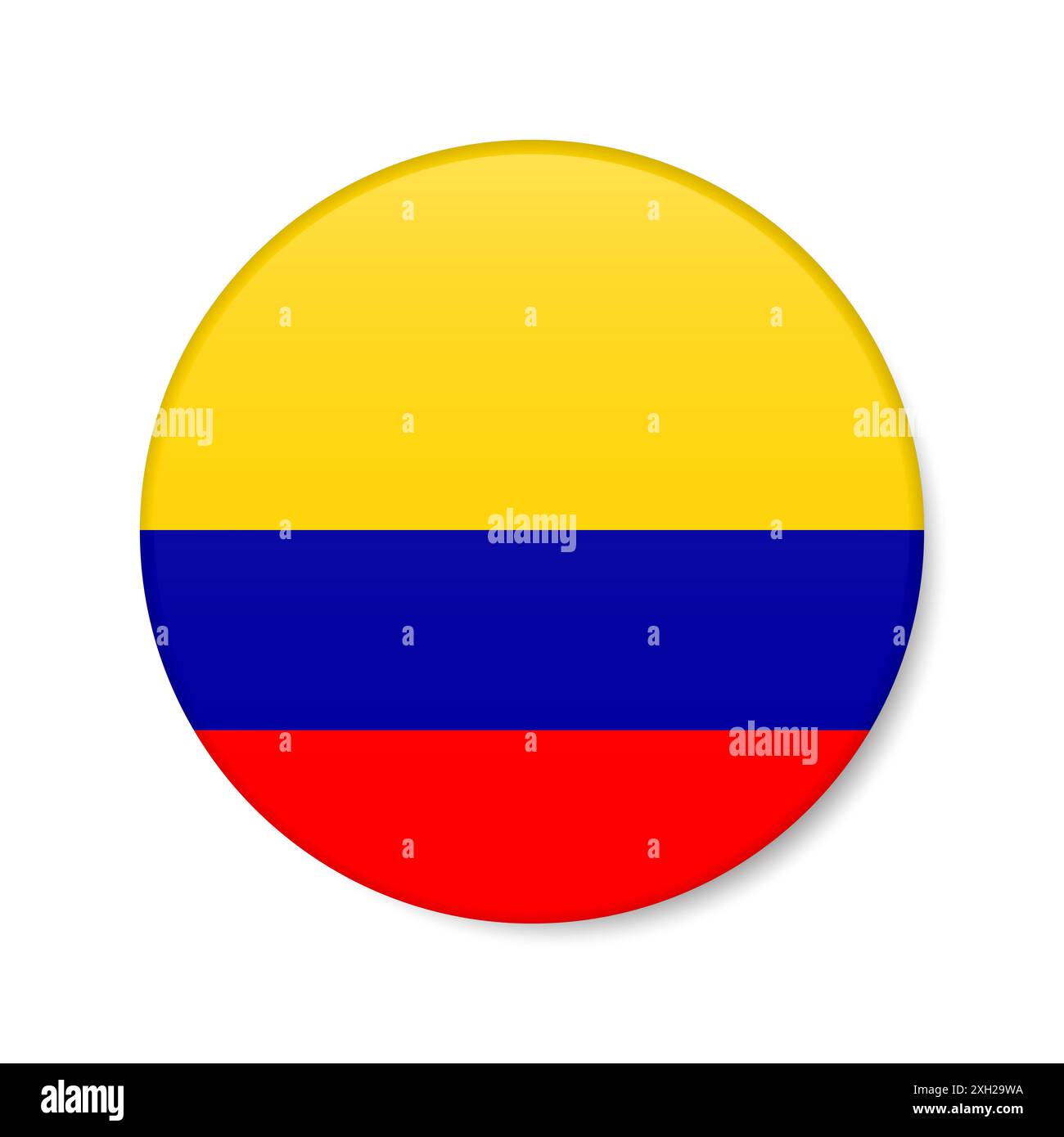 Colombia circle button icon. Colombian round badge flag with shadow. 3D ...