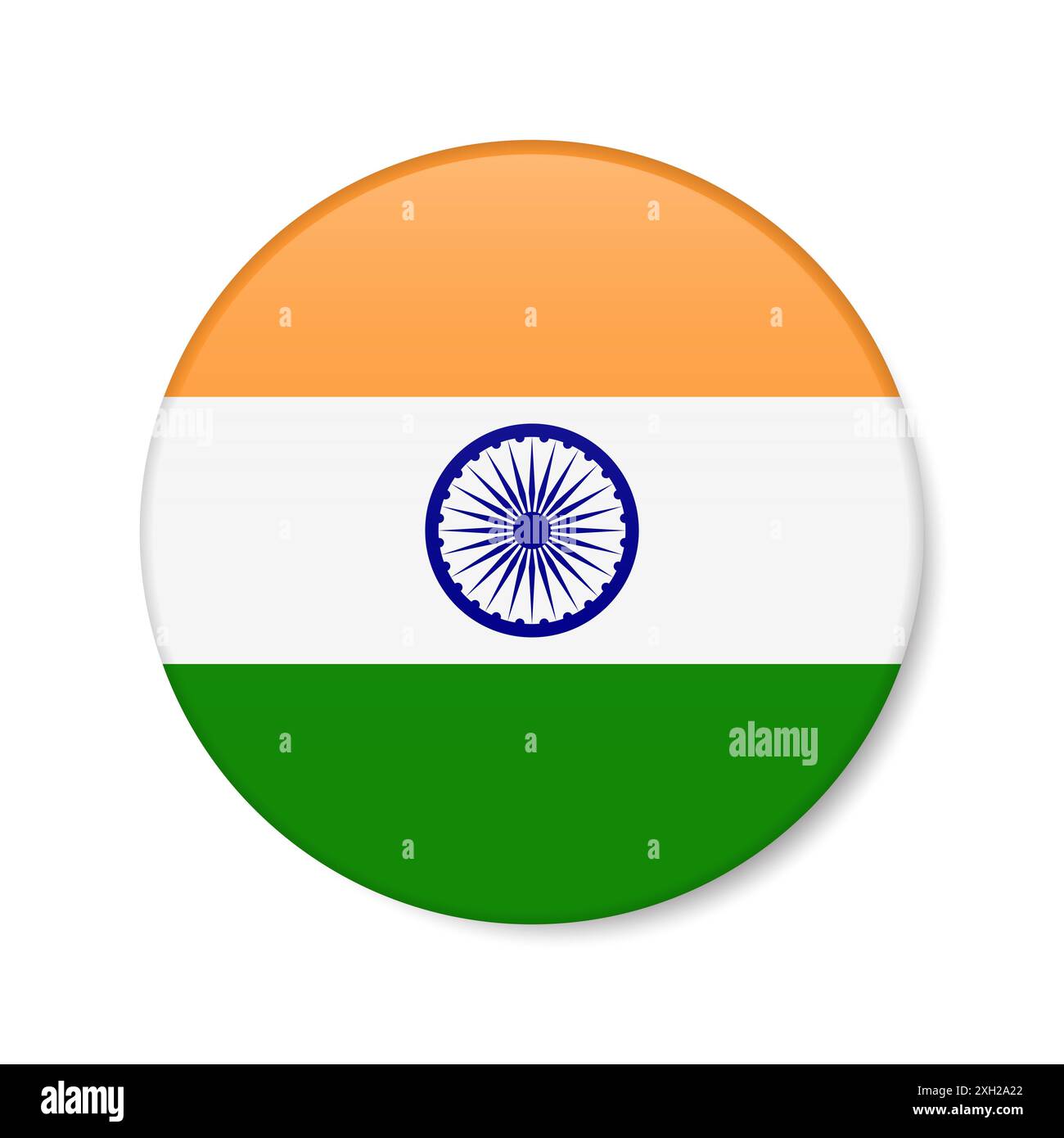 India circle button icon. Indian round badge flag with shadow. 3D ...