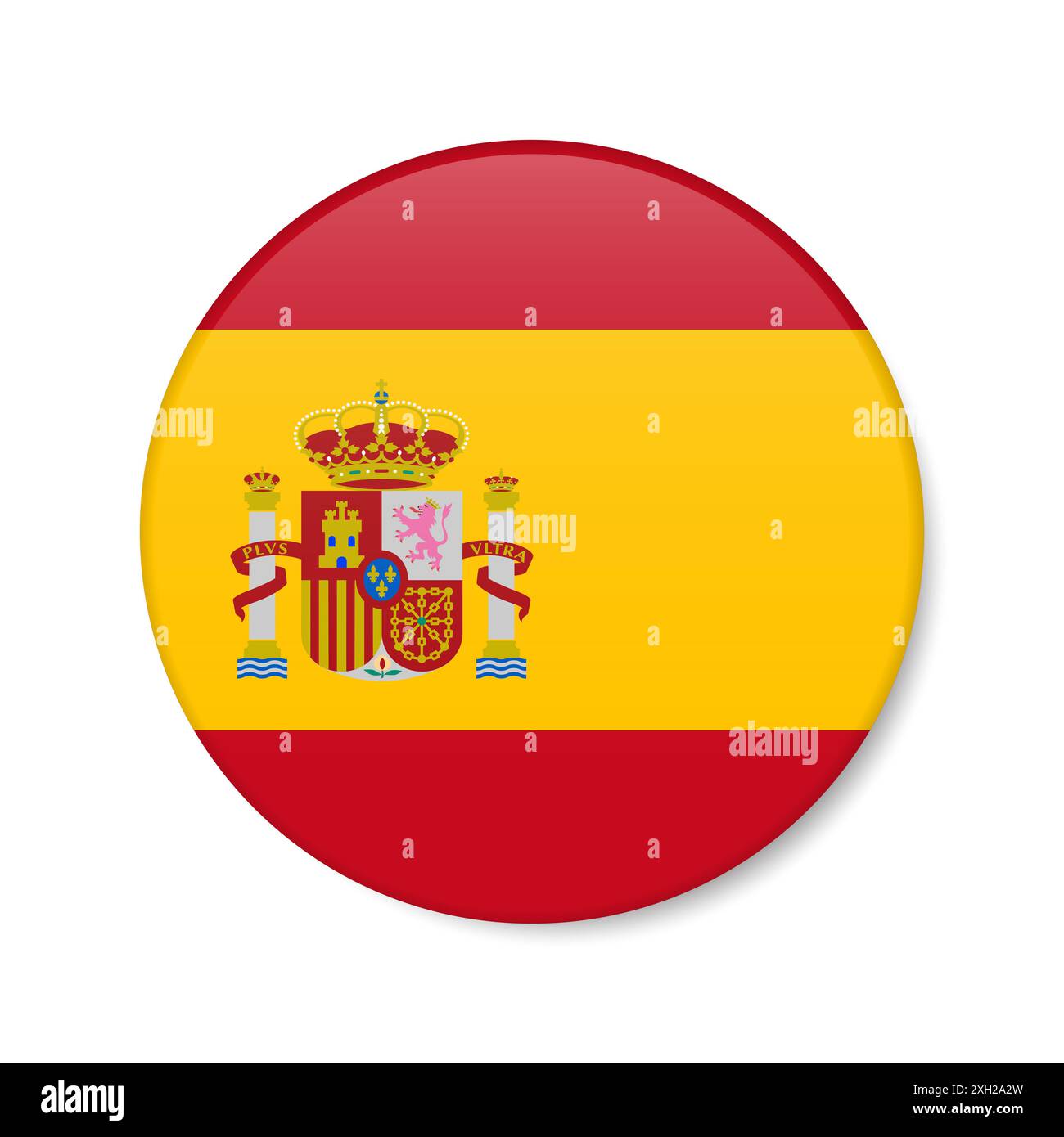 Spain circle button icon. Spanish round badge flag with shadow. 3D ...