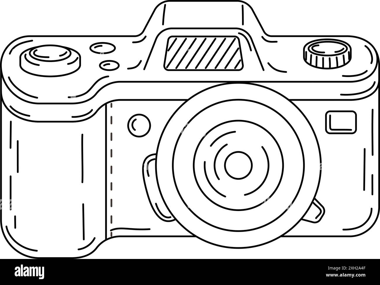 Digital photo camera line art. Photography camera Hand drawn doodle ...