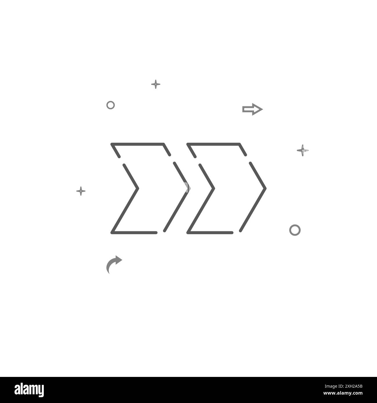 Fast forward double right arrow simple line icon. Symbol, pictogram ...