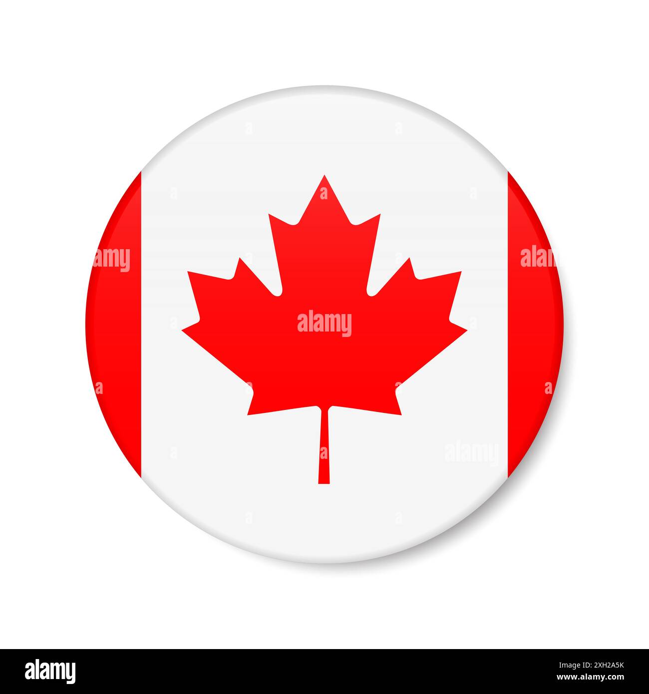Canada circle button icon. Canadian round badge flag with shadow. 3D ...