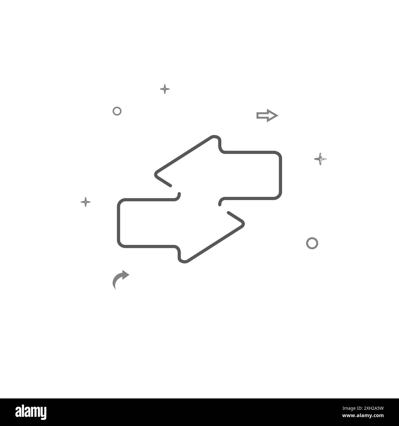 Two side left right transfer arrows simple line icon. Symbol, pictogram ...