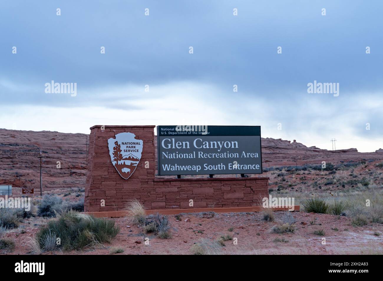 Page, Arizona - March 7, 2024: Sign for the Wahweap South Entrance to ...