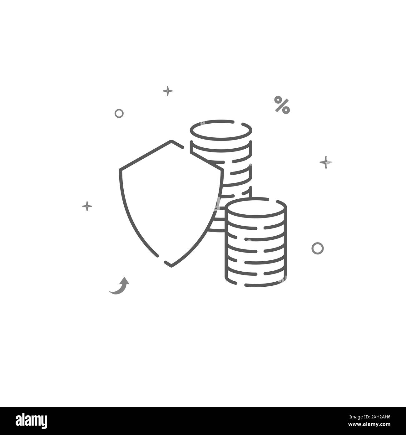 The deposit is protected, coin stack with shield simple line icon ...