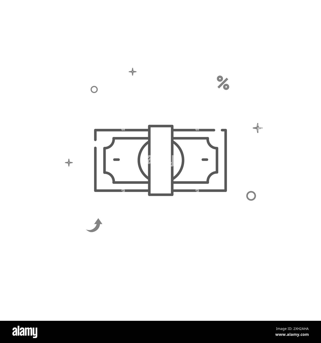 A stack of banknotes simple line icon. Symbol, pictogram, sign isolated ...