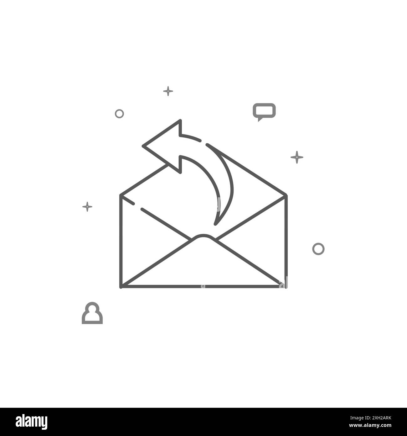 Email reply simple line icon. Symbol, pictogram, sign isolated on white ...