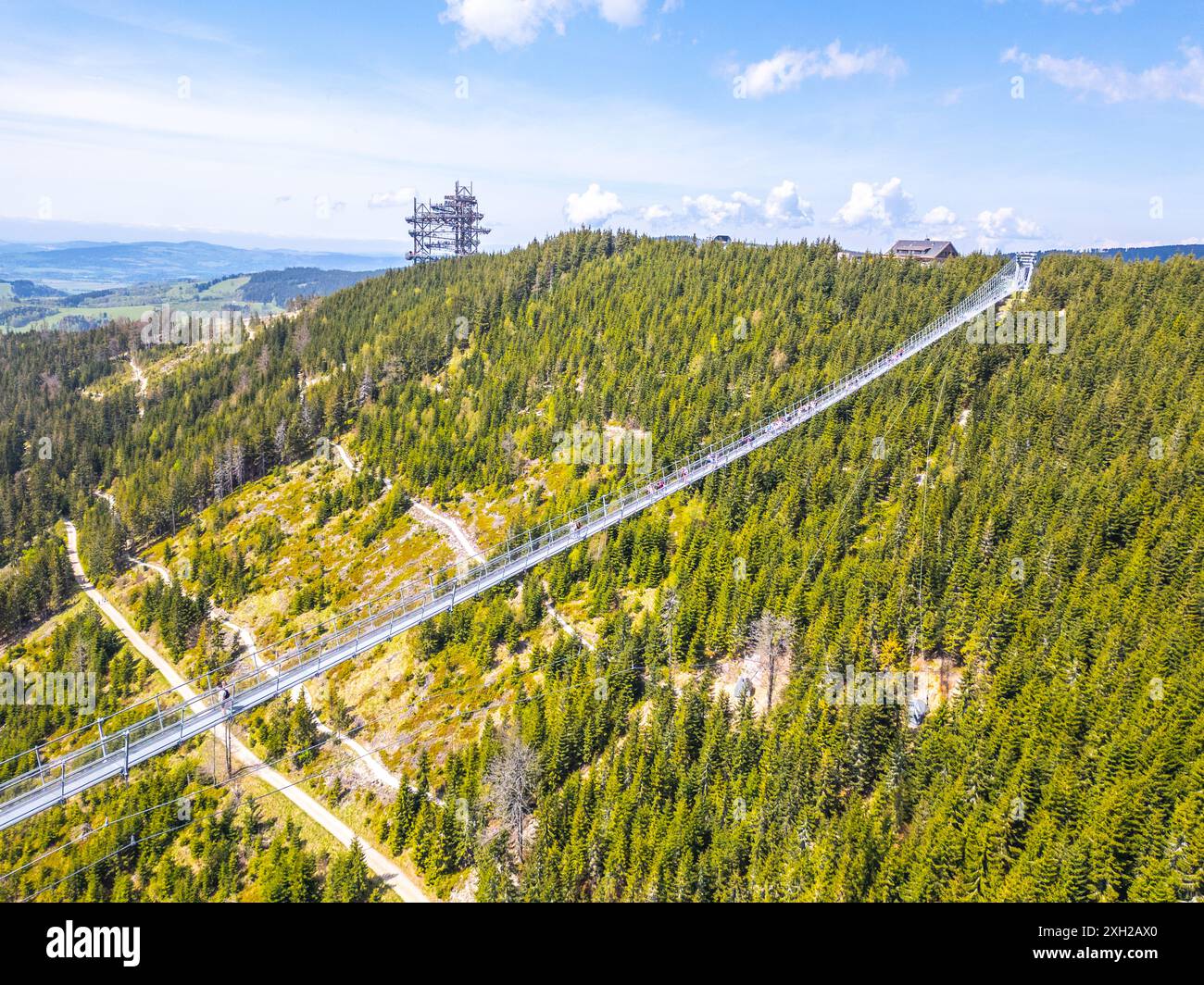 Aerial view of the Sky Bridge 721, the worlds longest suspension ...