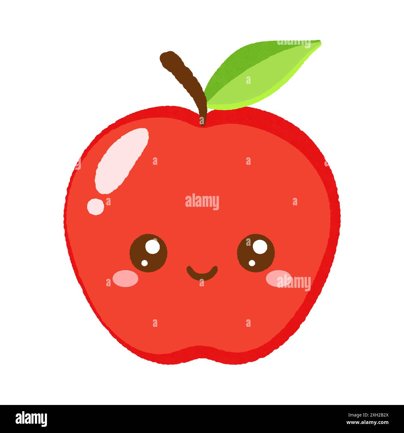 Cute Happy Smiling Apple - Kawaii Fruit Stock Photo - Alamy