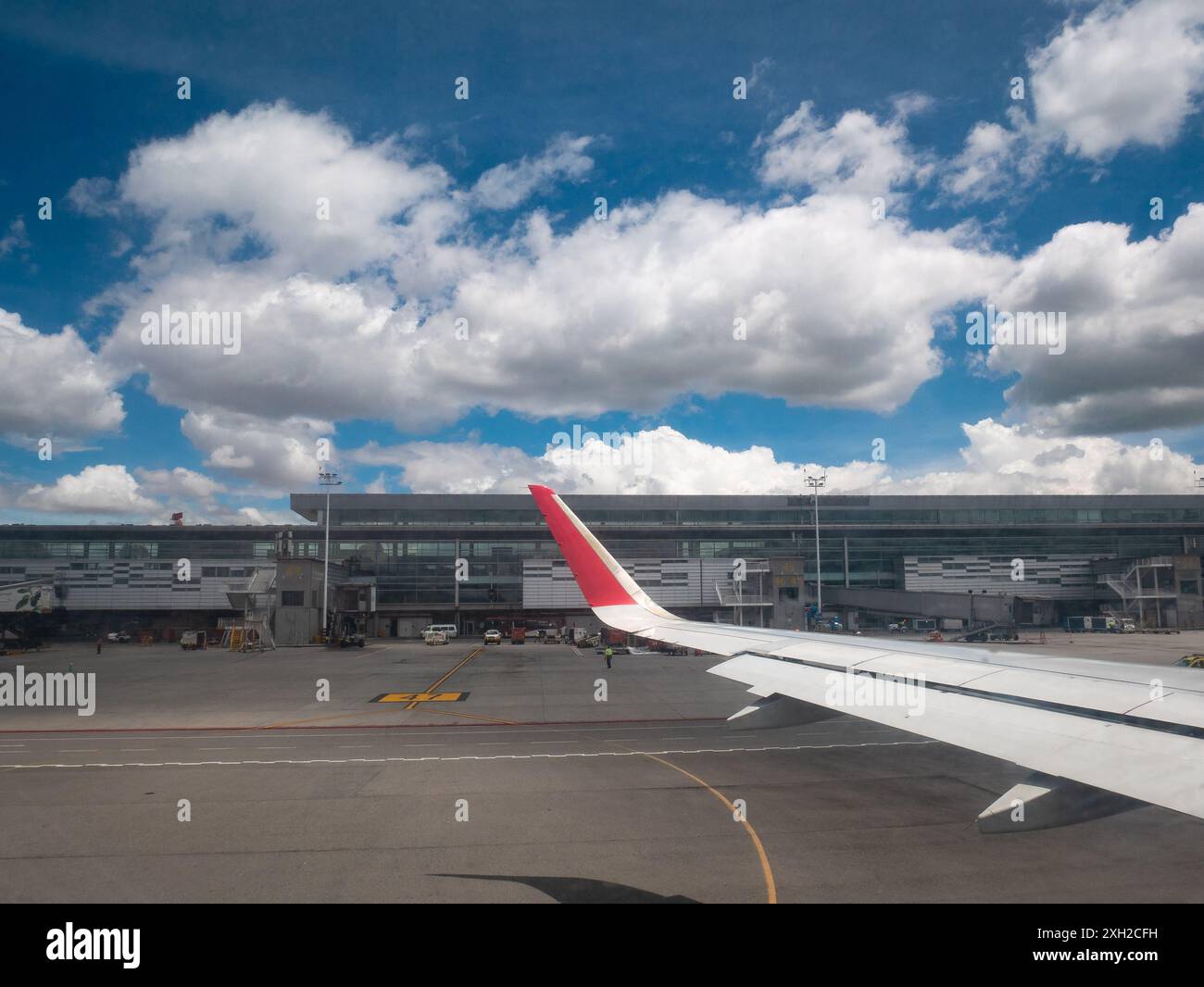 Bogota, Colombia - July 27 2023: Plane Wing During Takeoff Over the ...