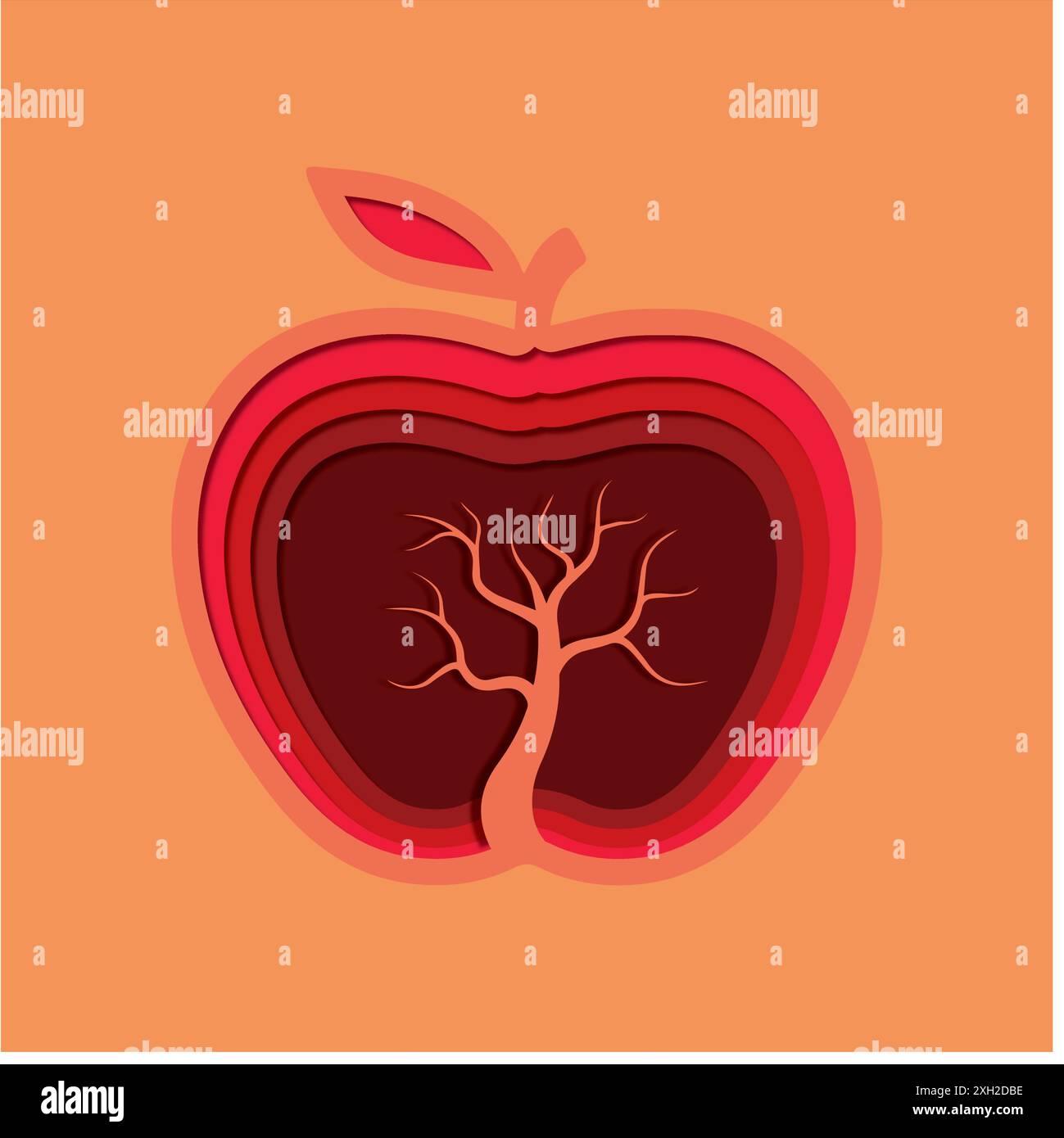 Red apple with leaf cut out Stock Vector Images - Alamy