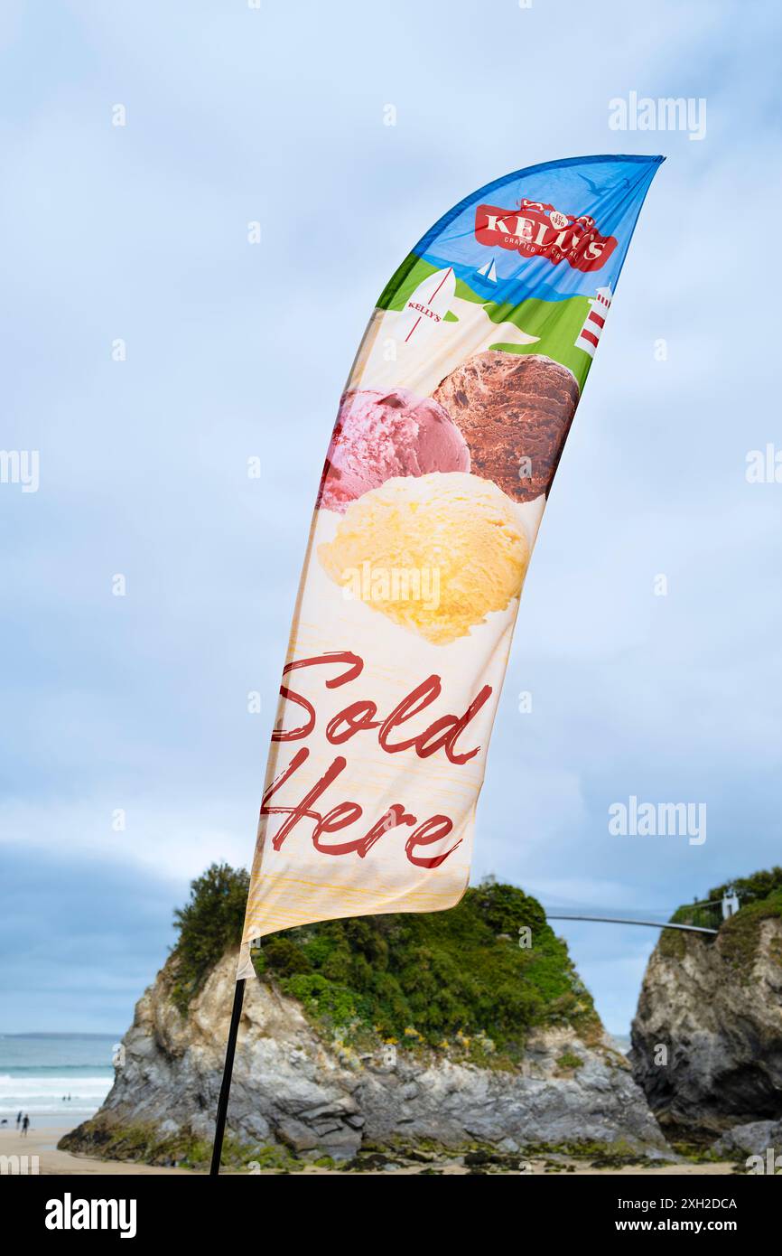 A colourful colorful banner advertising Kellys Cornish Ice Cream on ...