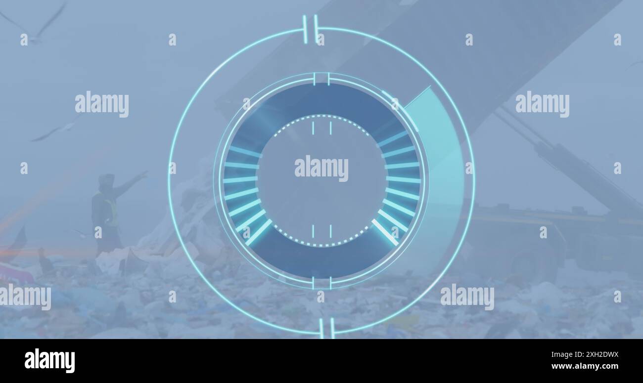 Image of loading circle over worker guiding dumping truck to unload ...