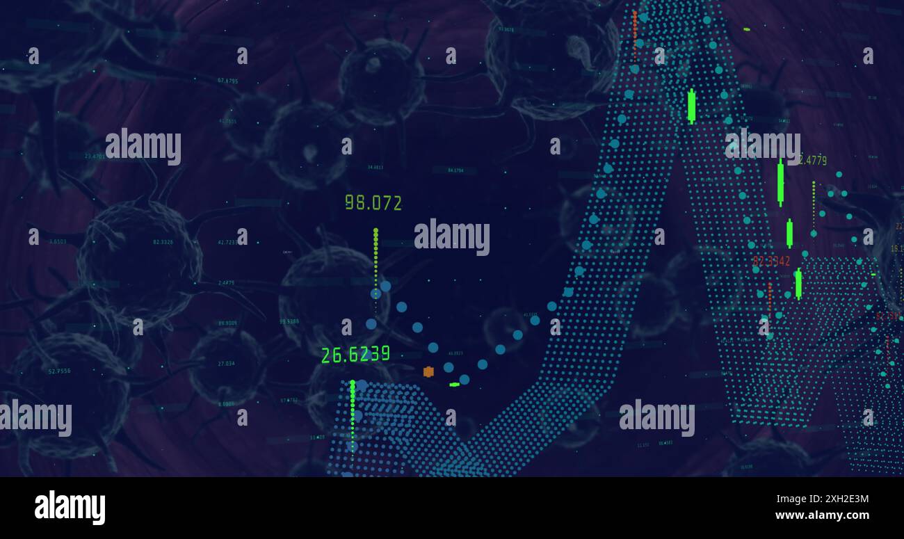 The graphic illustrates colourful data, graphs and statistics on a ...