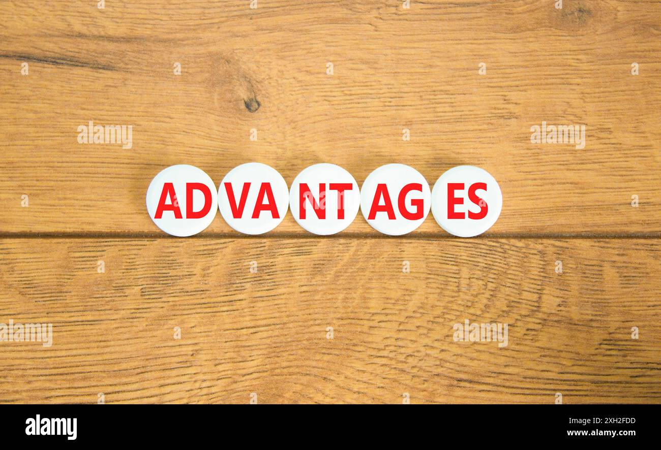 Advantages symbol. Concept word Advantages on beautiful white pill ...