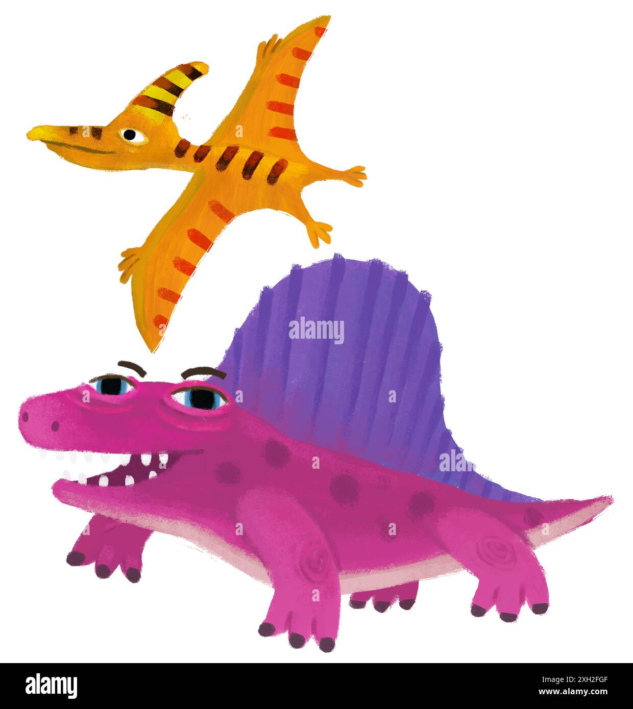 cartoon happy and funny colorful prehistoric dinosaur dino dimetrodon ...