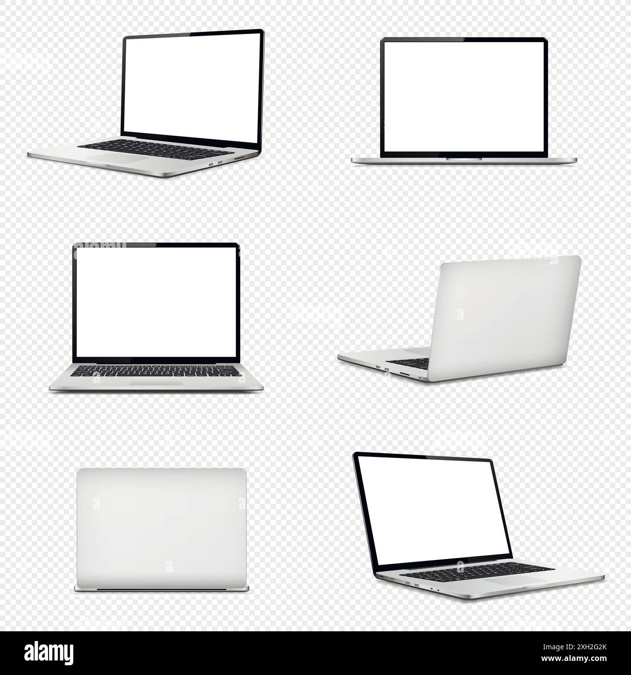 Realistic laptop mockup with blank screen isolated on transparent ...