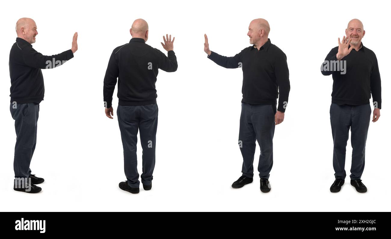 Various poses of the same man waving on white background Stock Photo ...
