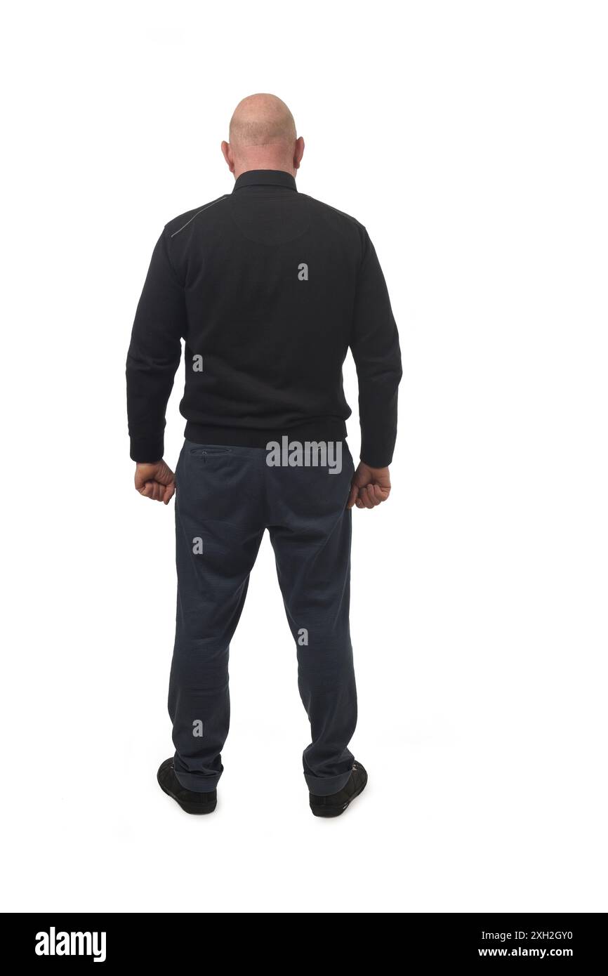 rear view of a bald man on white background Stock Photo - Alamy