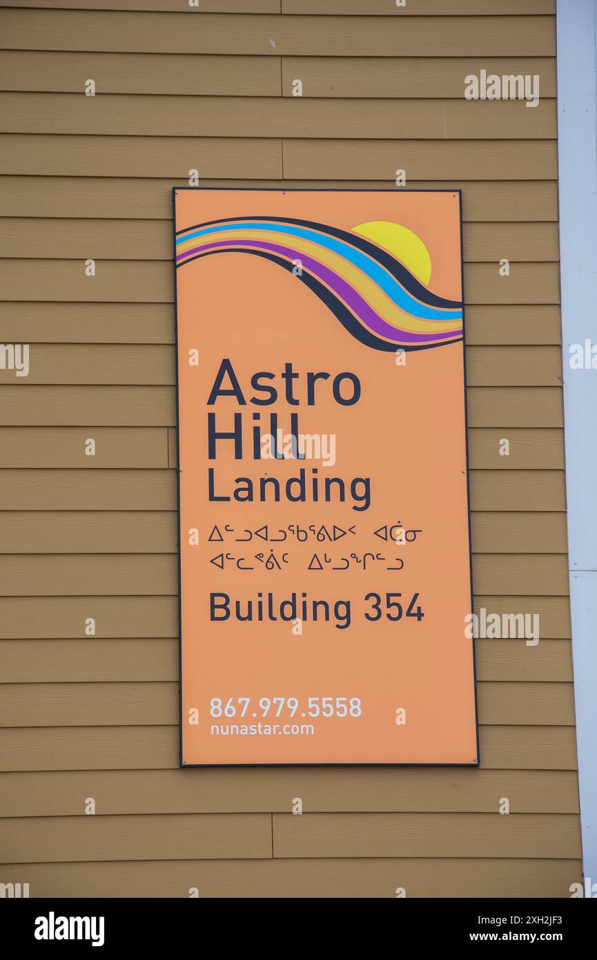 Bilingual Astro Hill Landing sign in English and Inuktitut on Astro ...