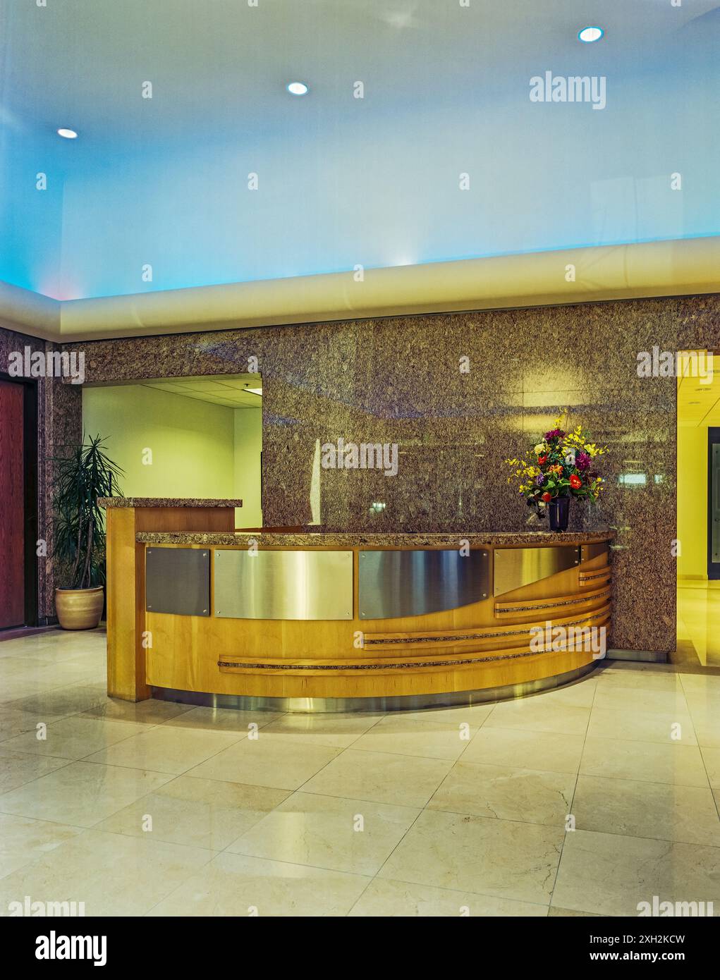 Corporate Interior Architecture showing a curved front reception desk ...