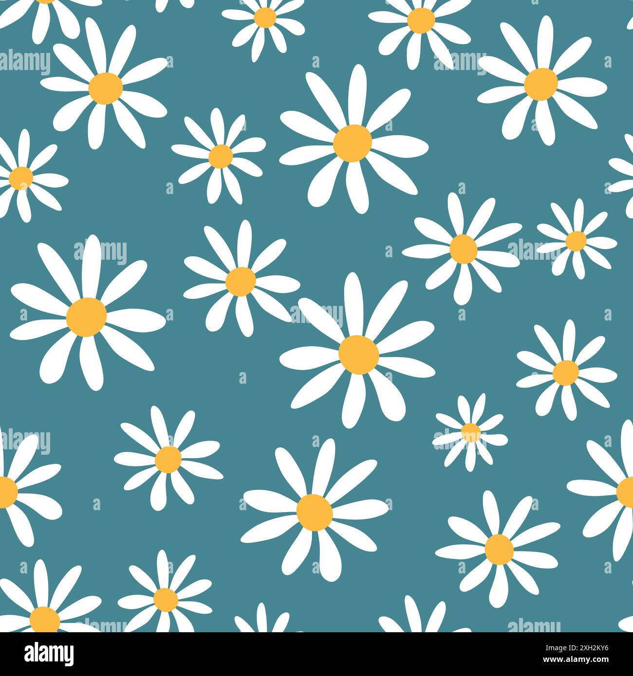 Floral seamless pattern.Daisy flower pattern on blue background ...