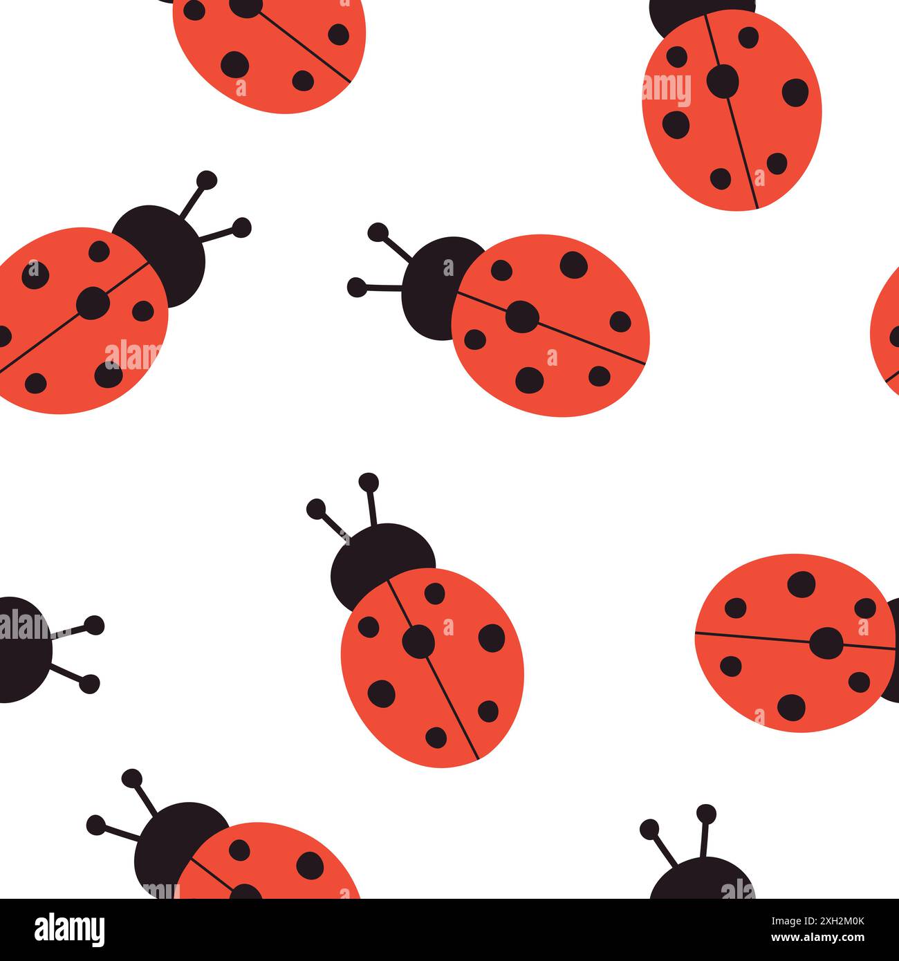 Seamless pattern with ladybug on white background. Vector illustration ...