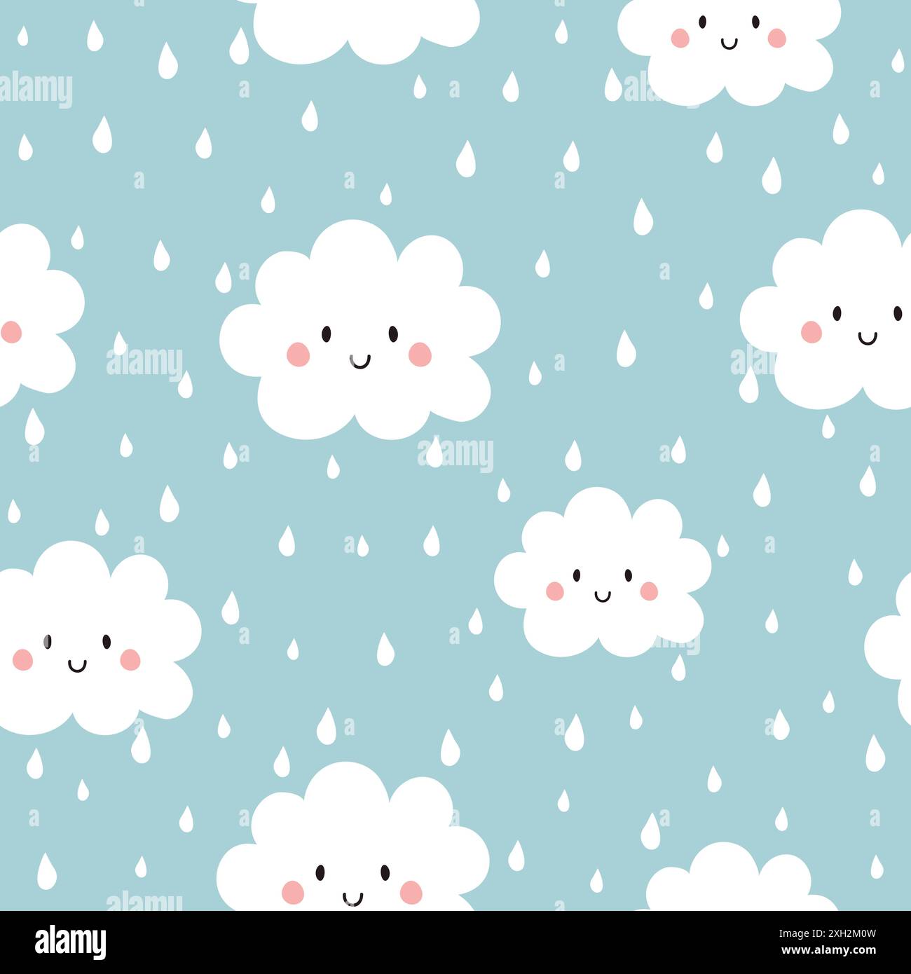 Seamless pattern with clouds and rain. Childish texture with cute ...