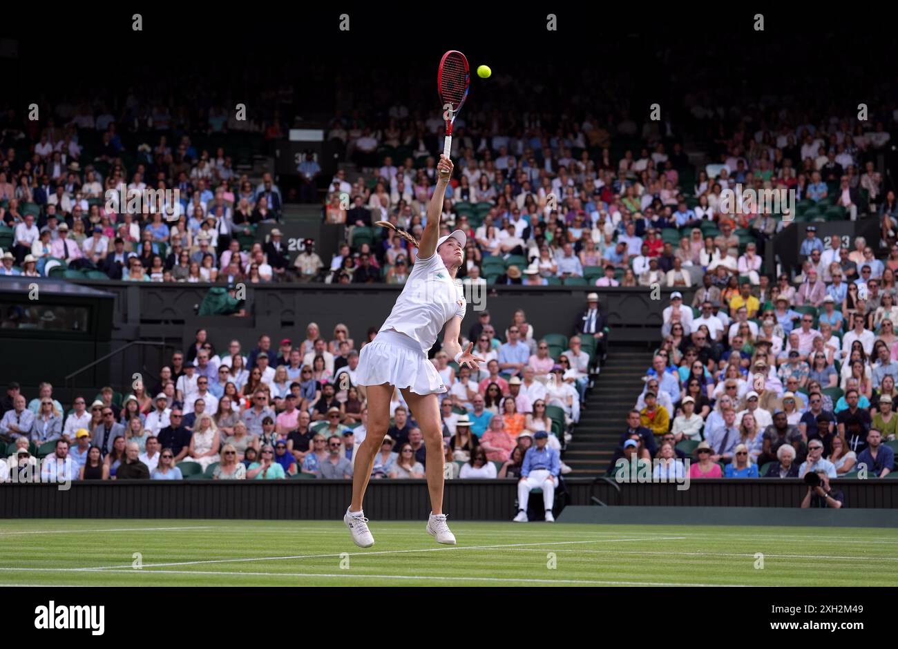Elena Rybakina in action against Barbora Krejcikova on day eleven of ...