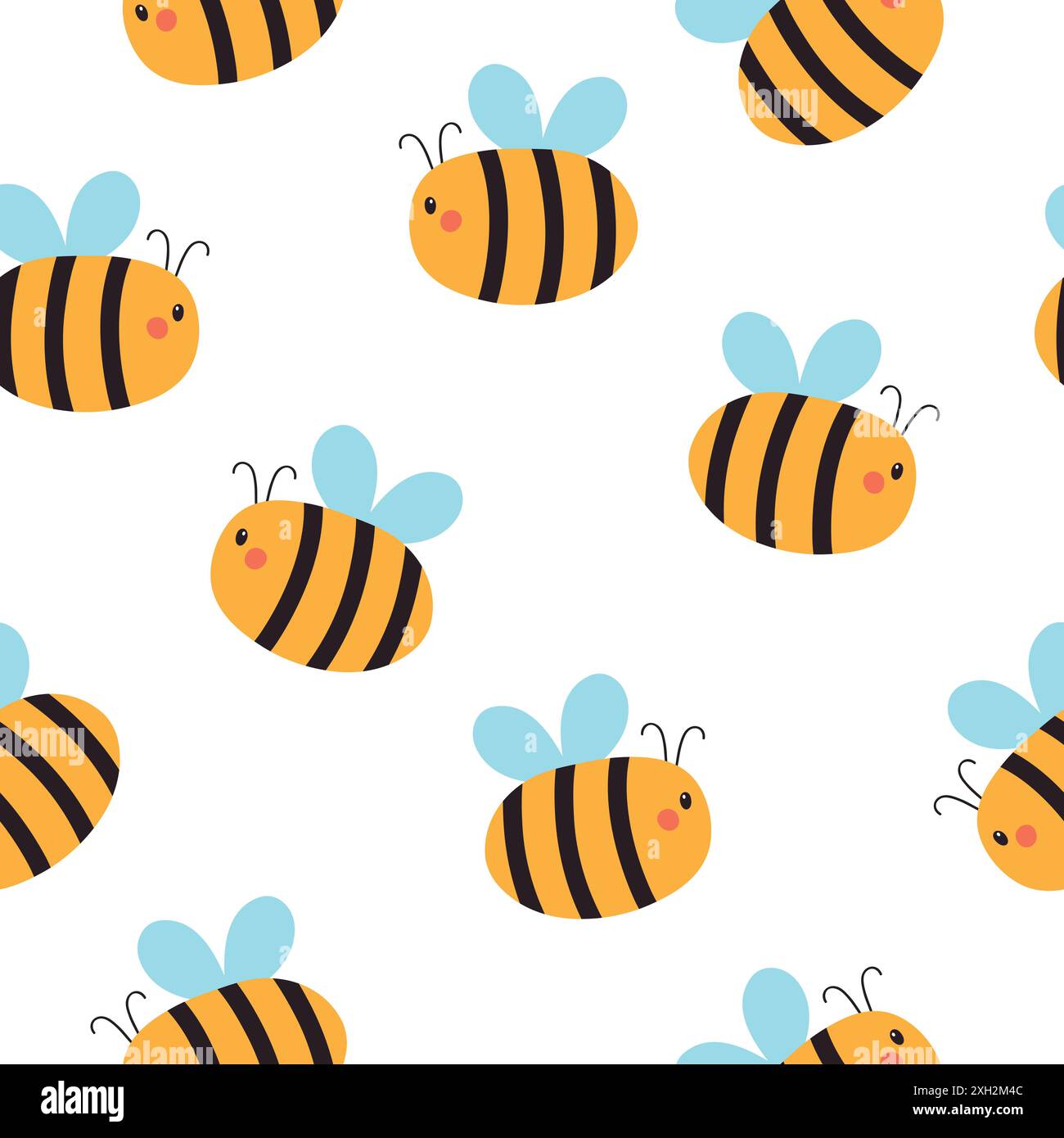 Cute seamless bee pattern. Cartoon vector illustration isolated on ...