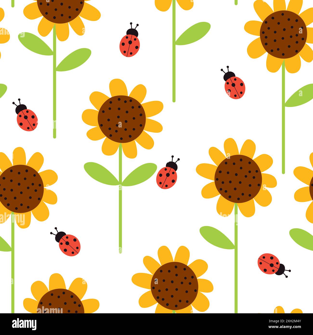Seamless sunflower pattern. Childish texture with sunflowers and ...