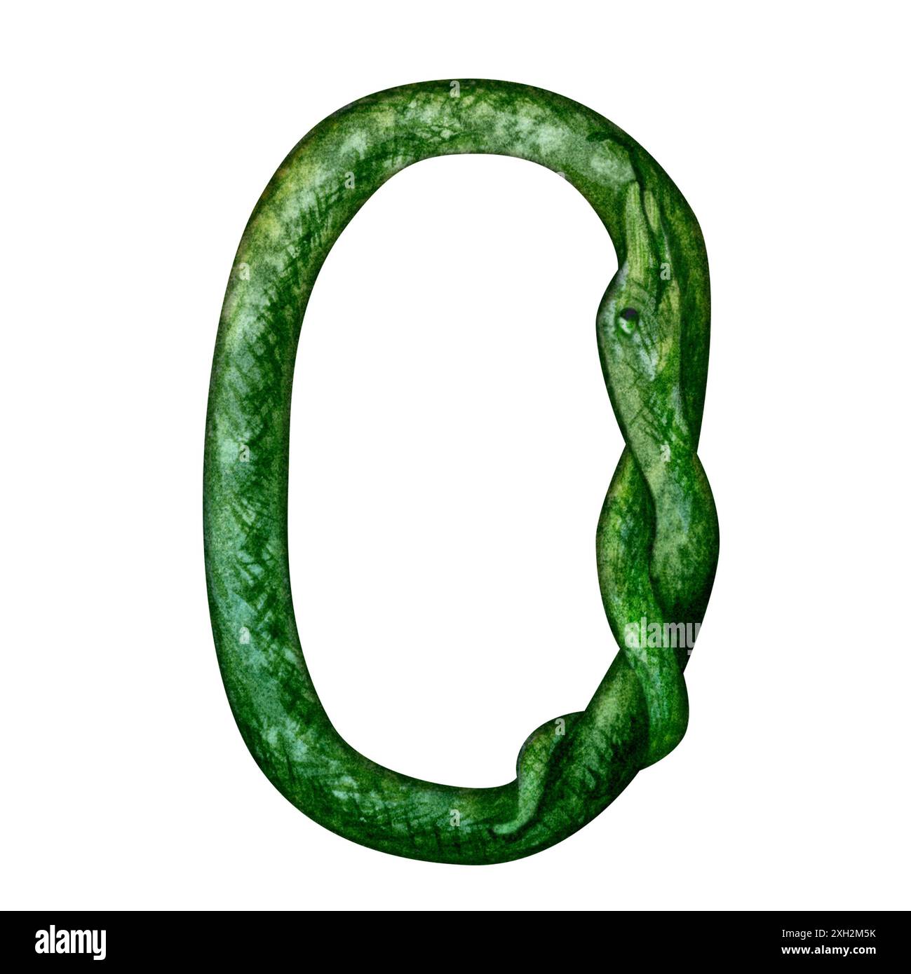 Number zero in the form of a green snake as a symbol of Happy Chinese ...
